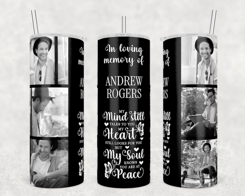 In Loving Memory Memorial Personalized 20 Oz Tumbler With 6 Photos. - Etsy