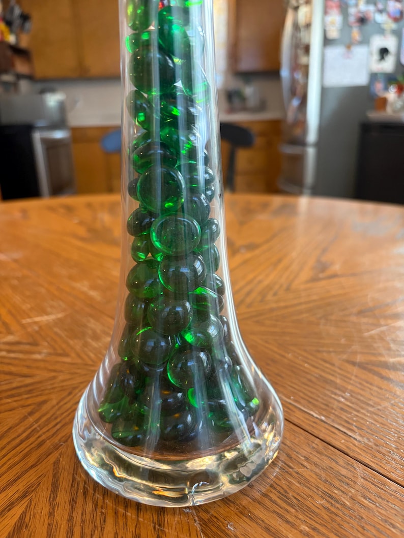 Amber Glass, Emerald Green Beads, 17" Tall “queen Dahlia” Indoor ...
