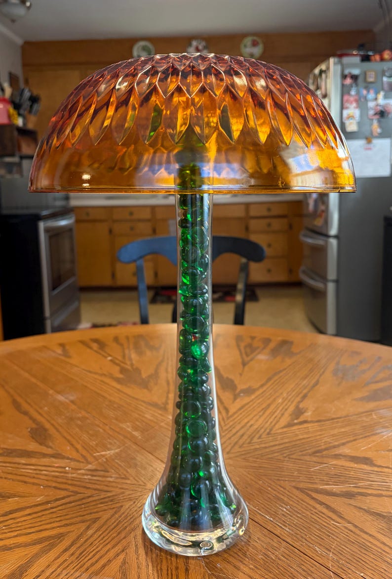 Amber Glass, Emerald Green Beads, 17" Tall “queen Dahlia” Indoor ...