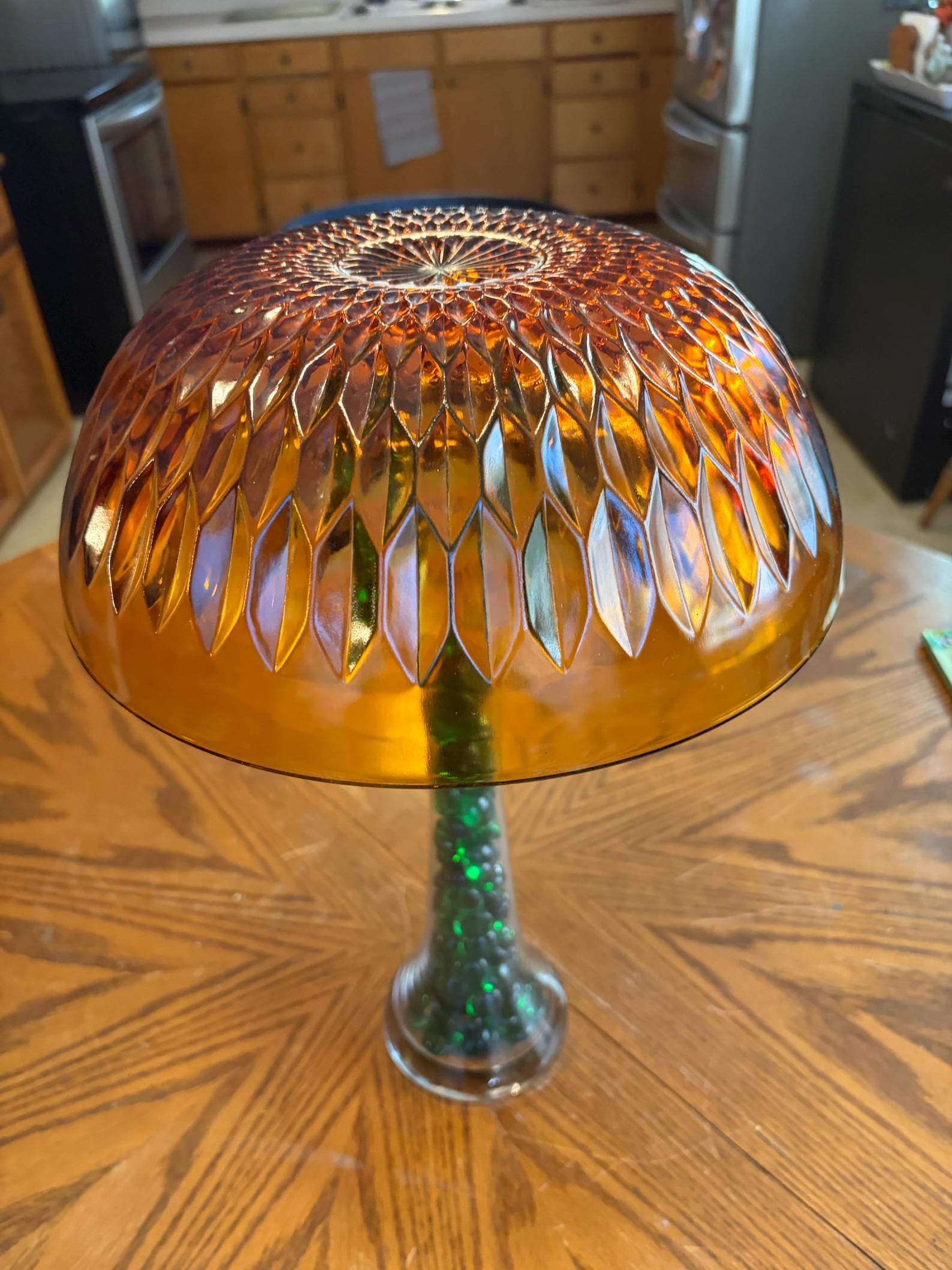 Amber Glass, Emerald Green Beads, 17" Tall “queen Dahlia” Indoor ...