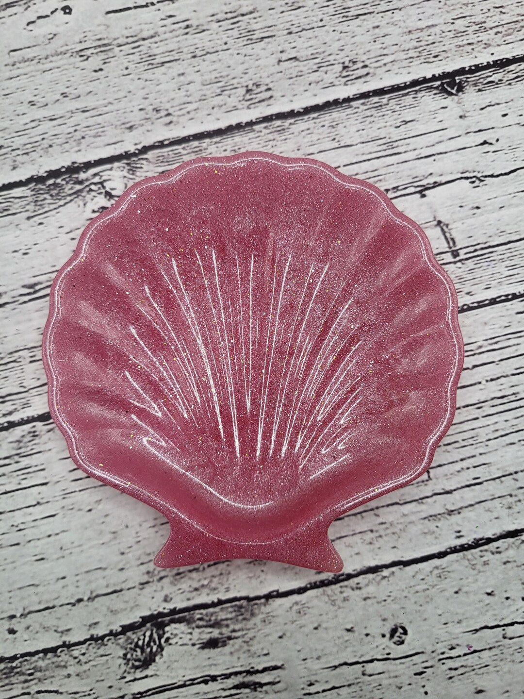 Glittery Pink Resin Shell Trinket Tray - Etsy
