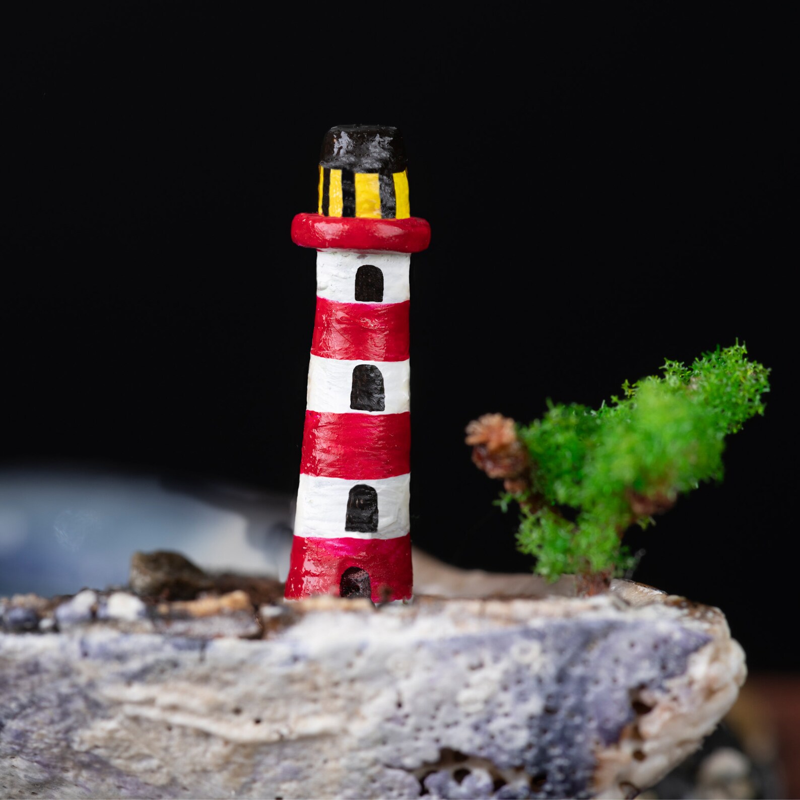 Miniature Lighthouse Diorama: Mussel Shell Sea Life Display, Handmade ...