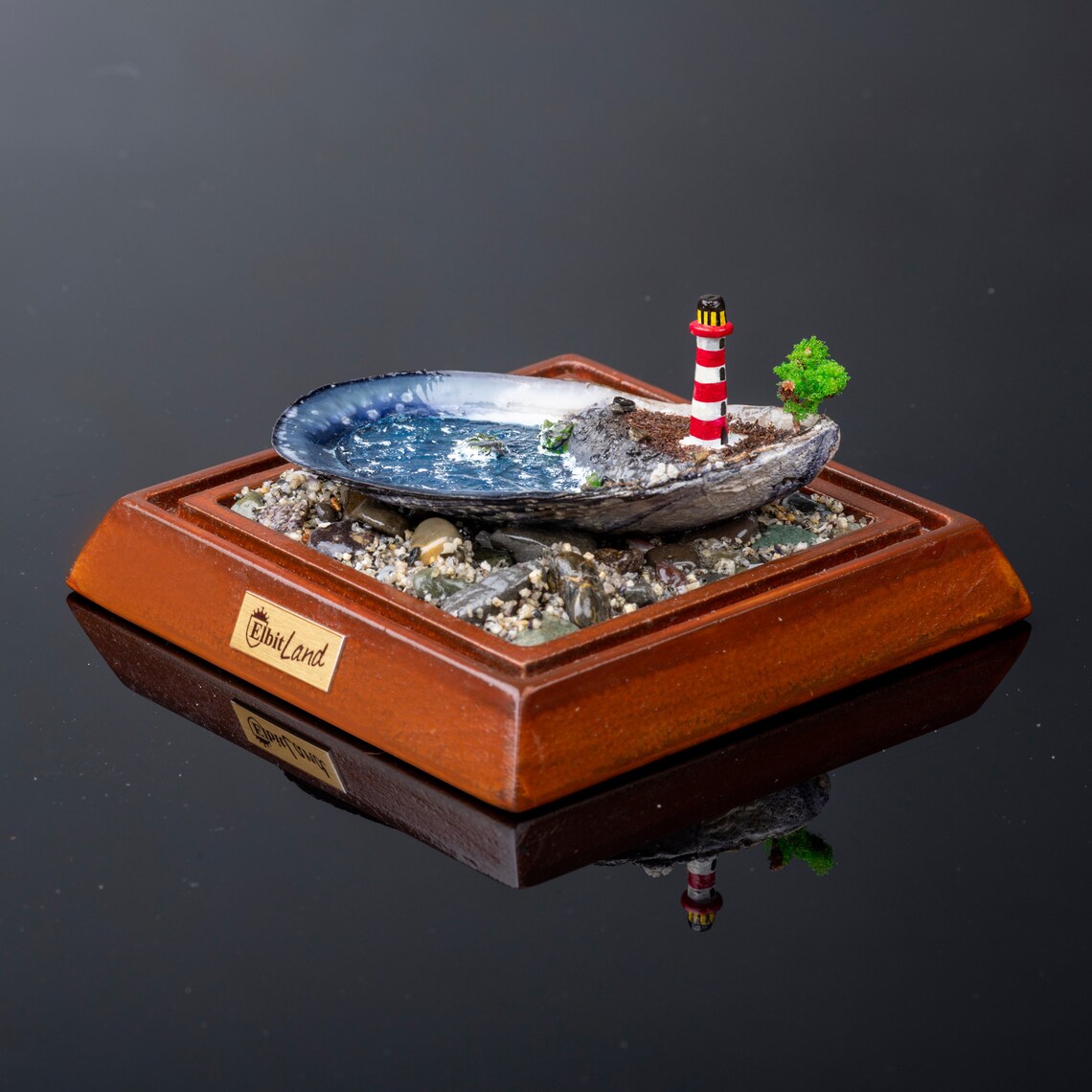 Miniature Lighthouse Diorama: Mussel Shell Sea Life Display, Handmade ...