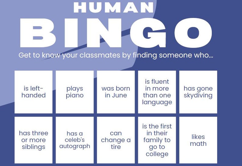 Human Bingo Game for College Students - Etsy