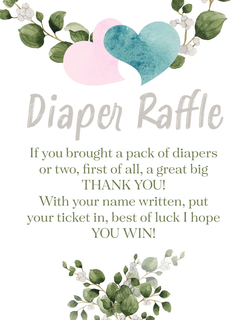 Baby Shower Diaper Raffle Printable Tickets and Sign, Baby Shower ...
