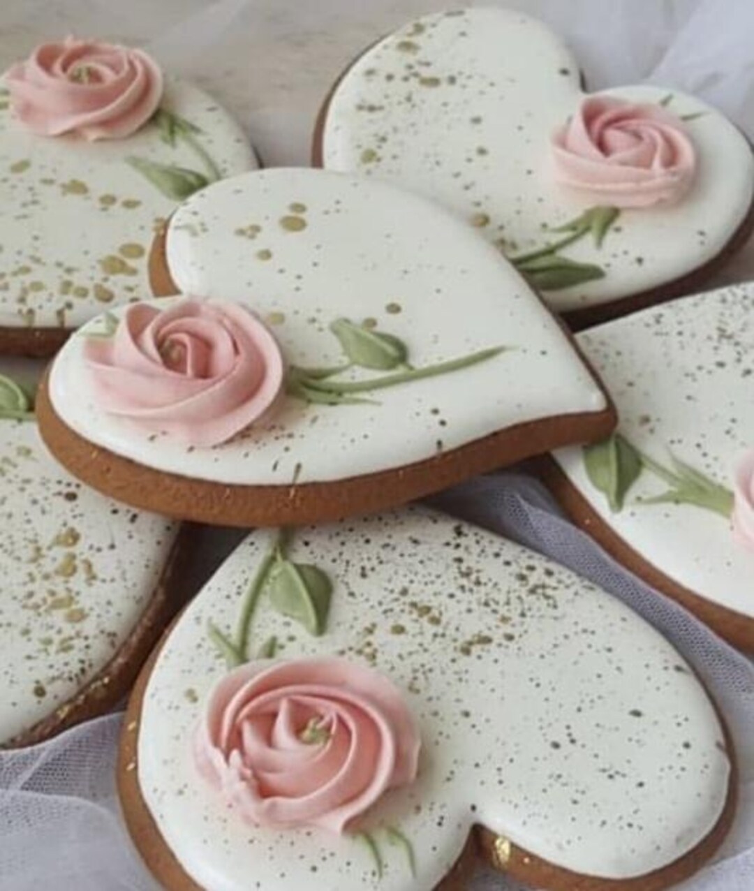6 Decorated Heart Biscuits in Royal Icing, Its Shape and Delicate ...