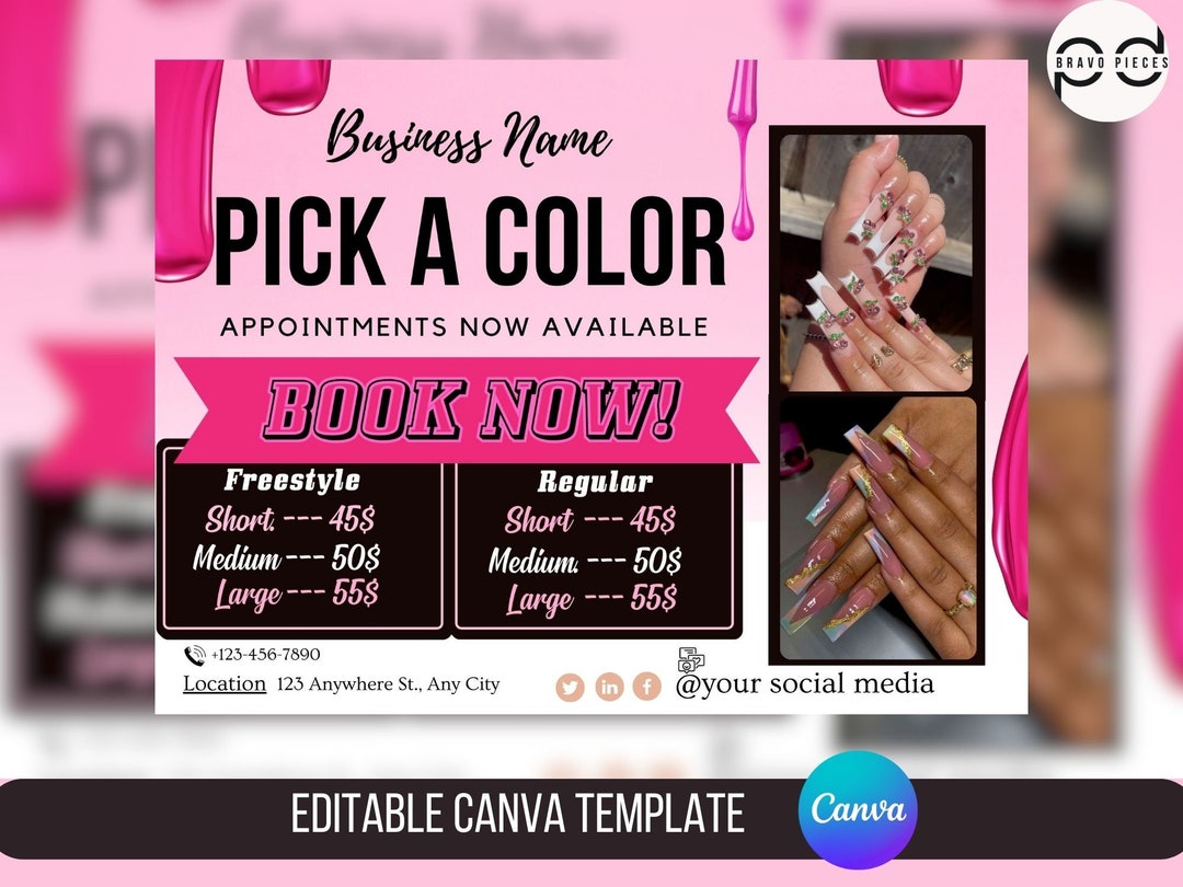 Nail Flyer, Nail Tech Logo, Nail Bookings Flyer, Nail Tech Flyer ...