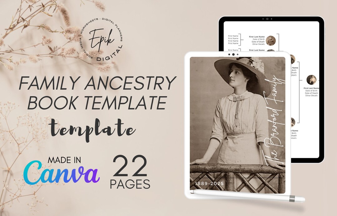 Plantilla de libro de ascendencia / Árbol genealógico Historia familiar ...