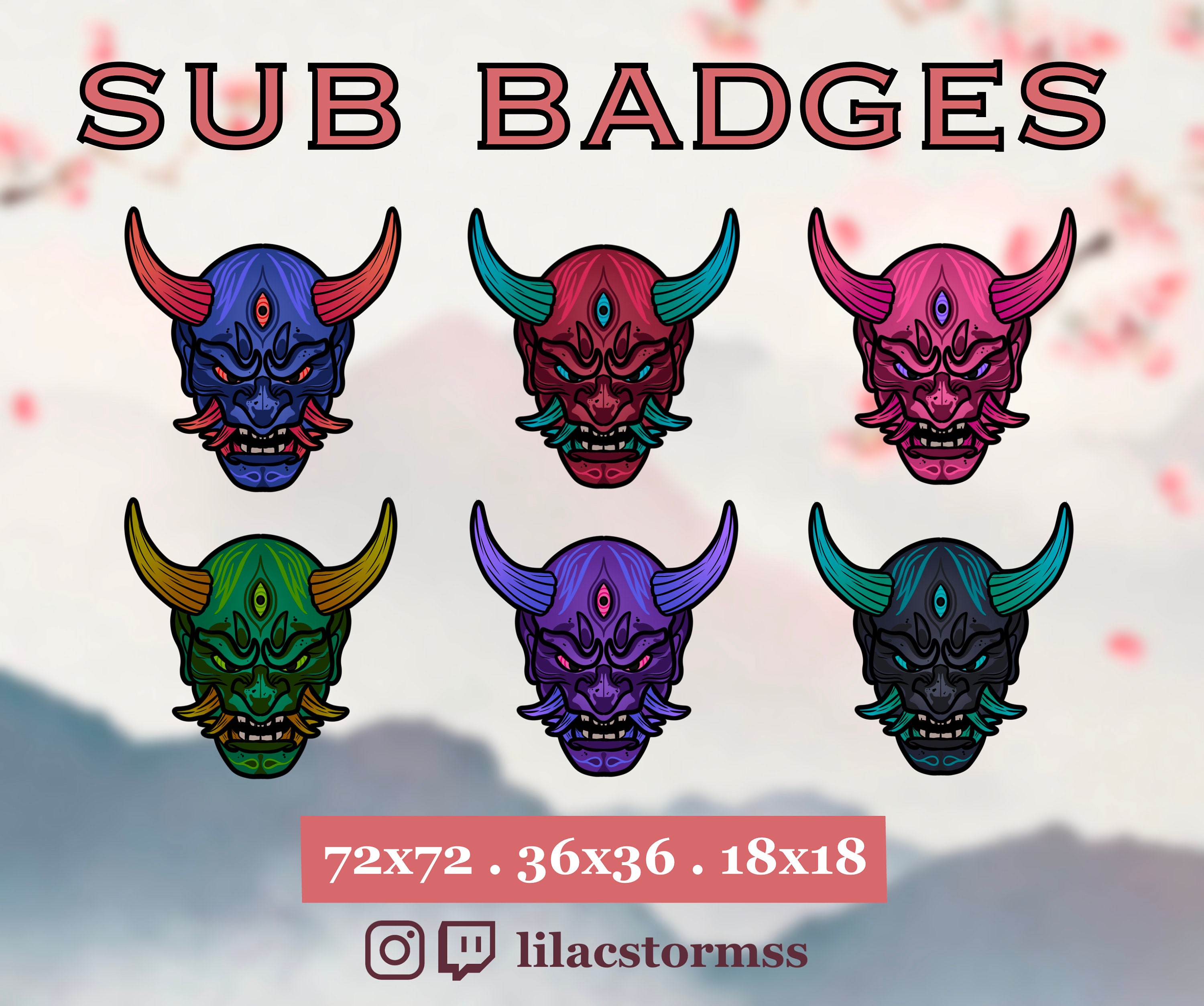 Cool Japanese Oni Mask Sub Badges - Etsy