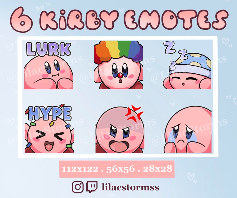 Kawaii Kirby Twitch Discord PNG Emotes - Etsy