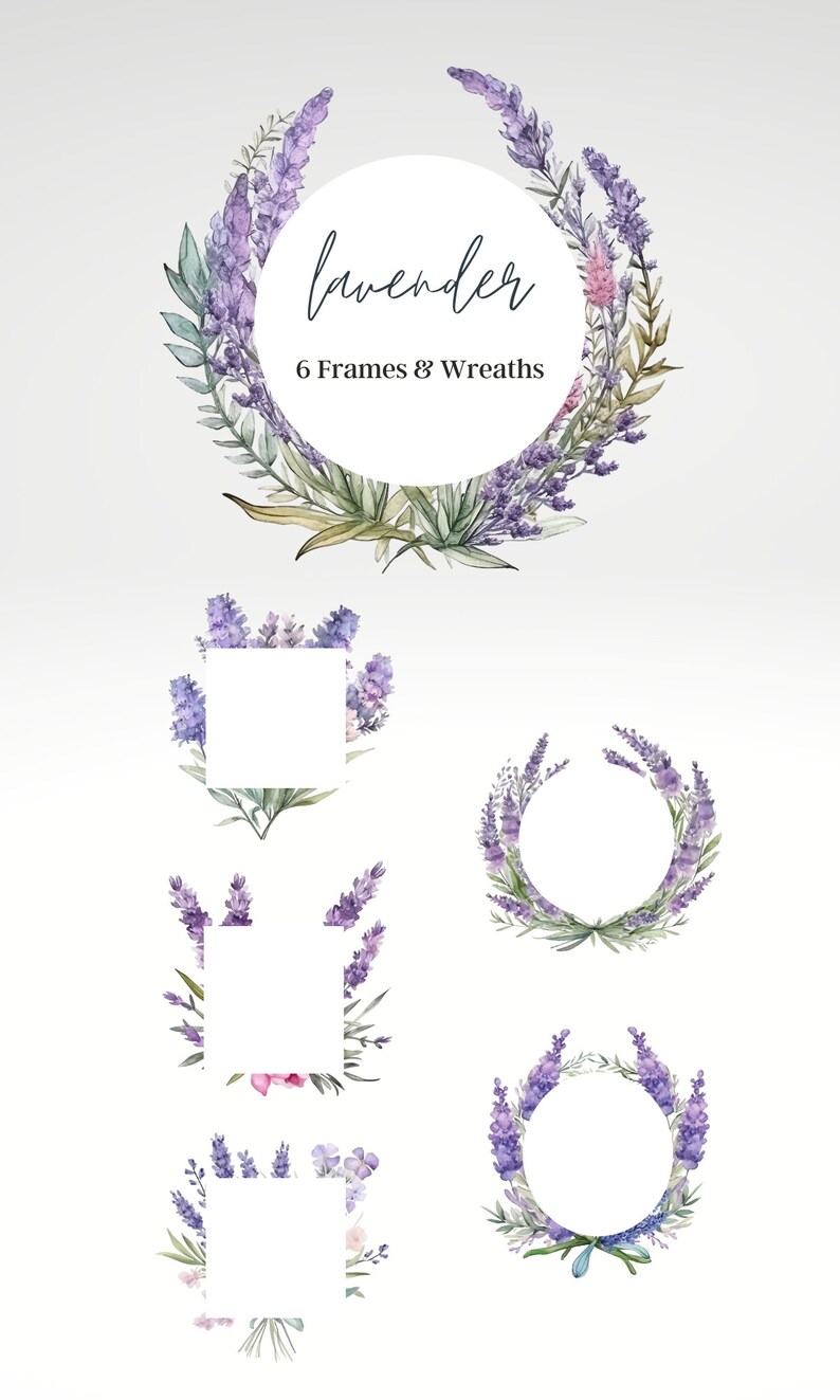 18 Watercolor Lavender Clipart | Floral Clipart | Lavender Clipart ...