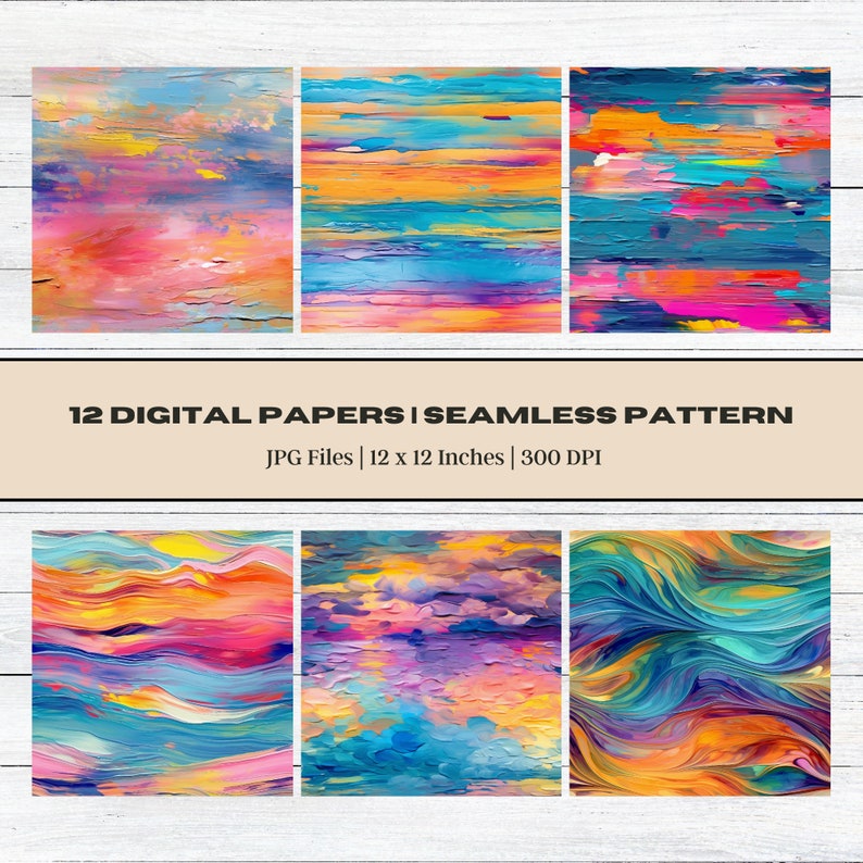 Colorful Oil Paint Texture Digital Paper, Pastel Acrylic Pattern ...