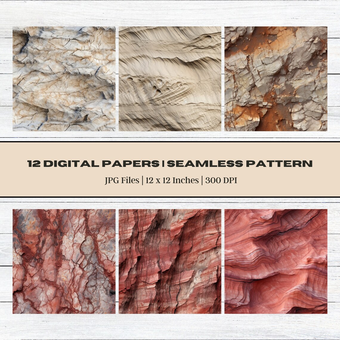 12 Cliff Rock Digital Paper, Seamless Pattern, Stone Texture Background ...