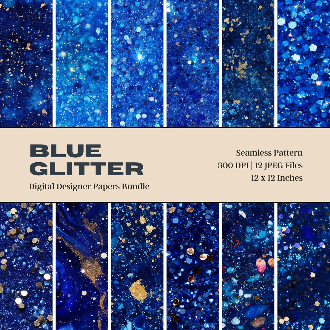 Blue Glitter Digital Paper, Jewel Texture Backgrounds (digital Download ...