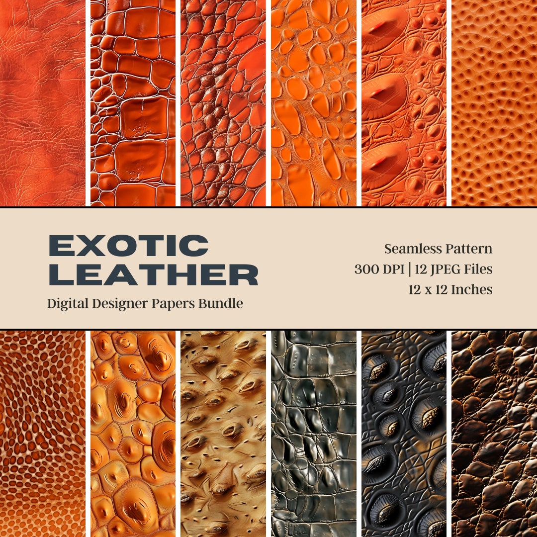 12 Exotic Leather Digital Papers, Leather Texture, Alligator Leather ...