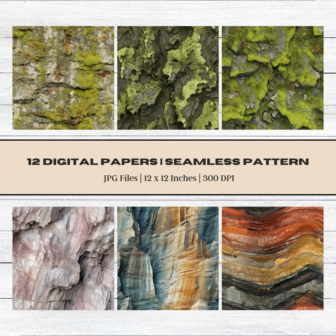 12 Cliff Rock Digital Paper, Seamless Pattern, Stone Texture Background ...