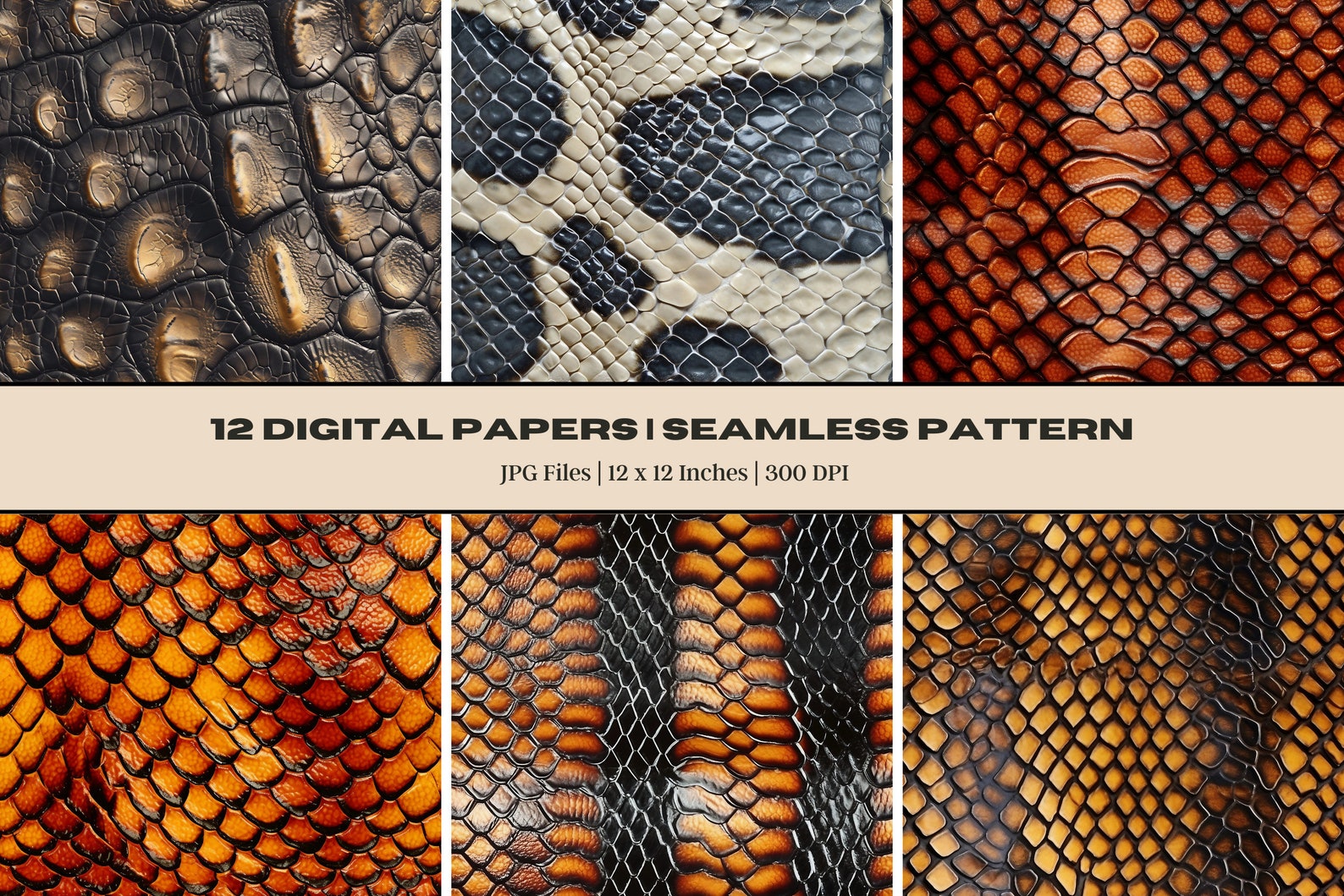 12 Snake Skin Digital Paper, Leather Pattern, Snake Skin Textures, Snake Skin Vector, Reptile ...