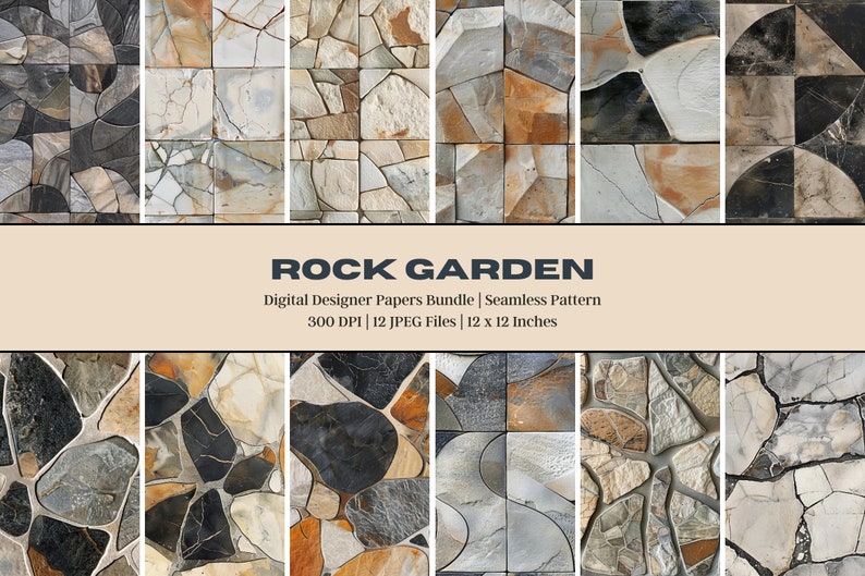 12 Rock Garden Digital Paper, Stone Background, Stoneworking, Stone ...