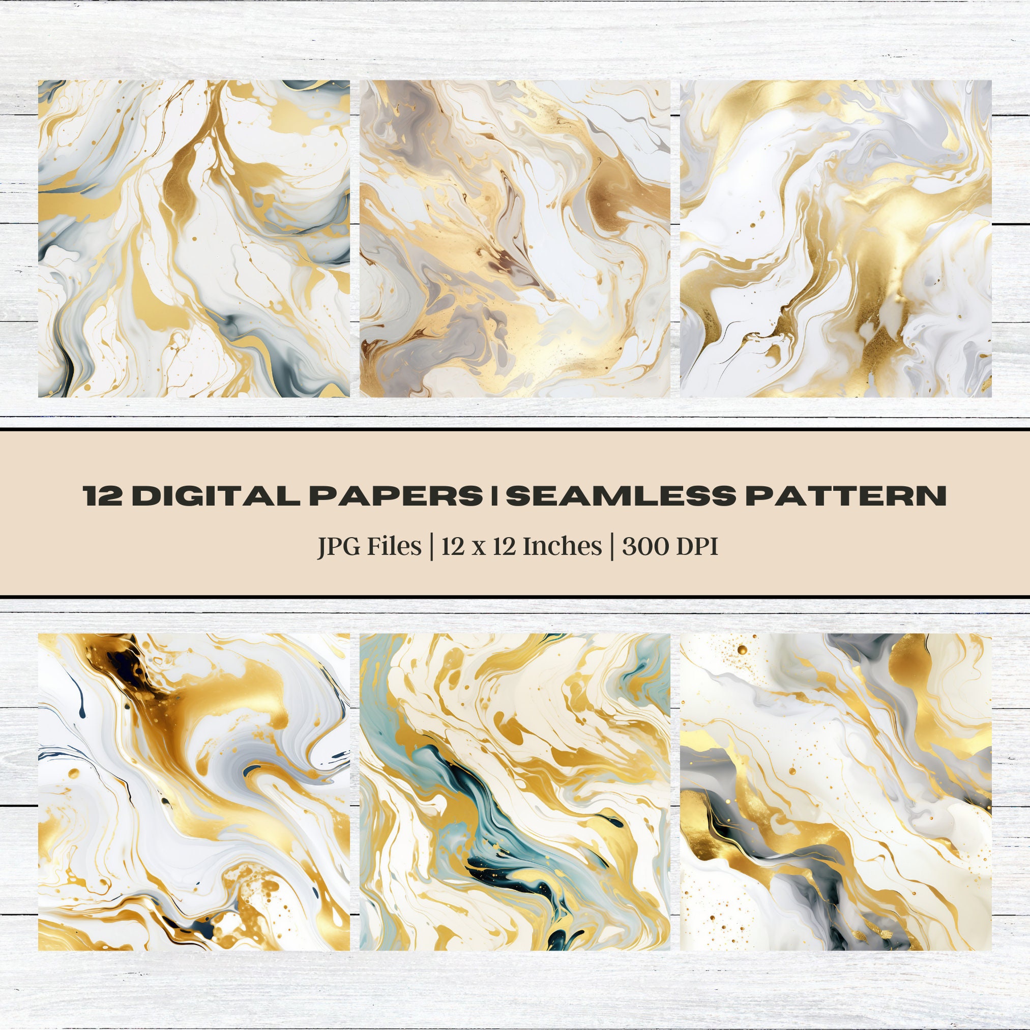 12 White Gold Marble Digital Paper, Seamless Pattern, Marble Stone ...