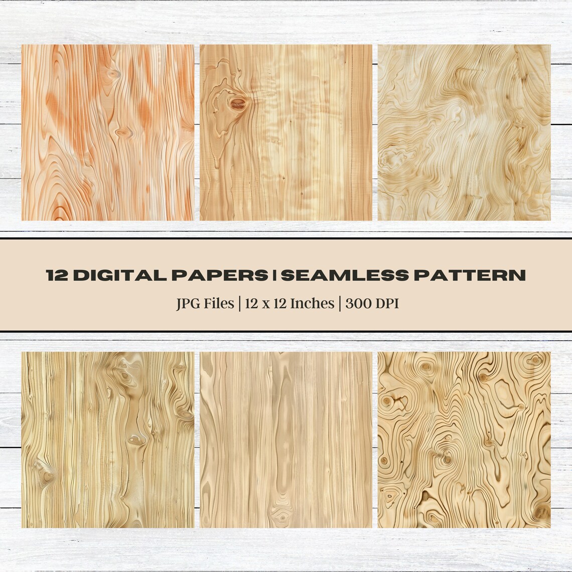 Light Wood Grain Digital Paper, Rustic Texture (seamless Pattern ...