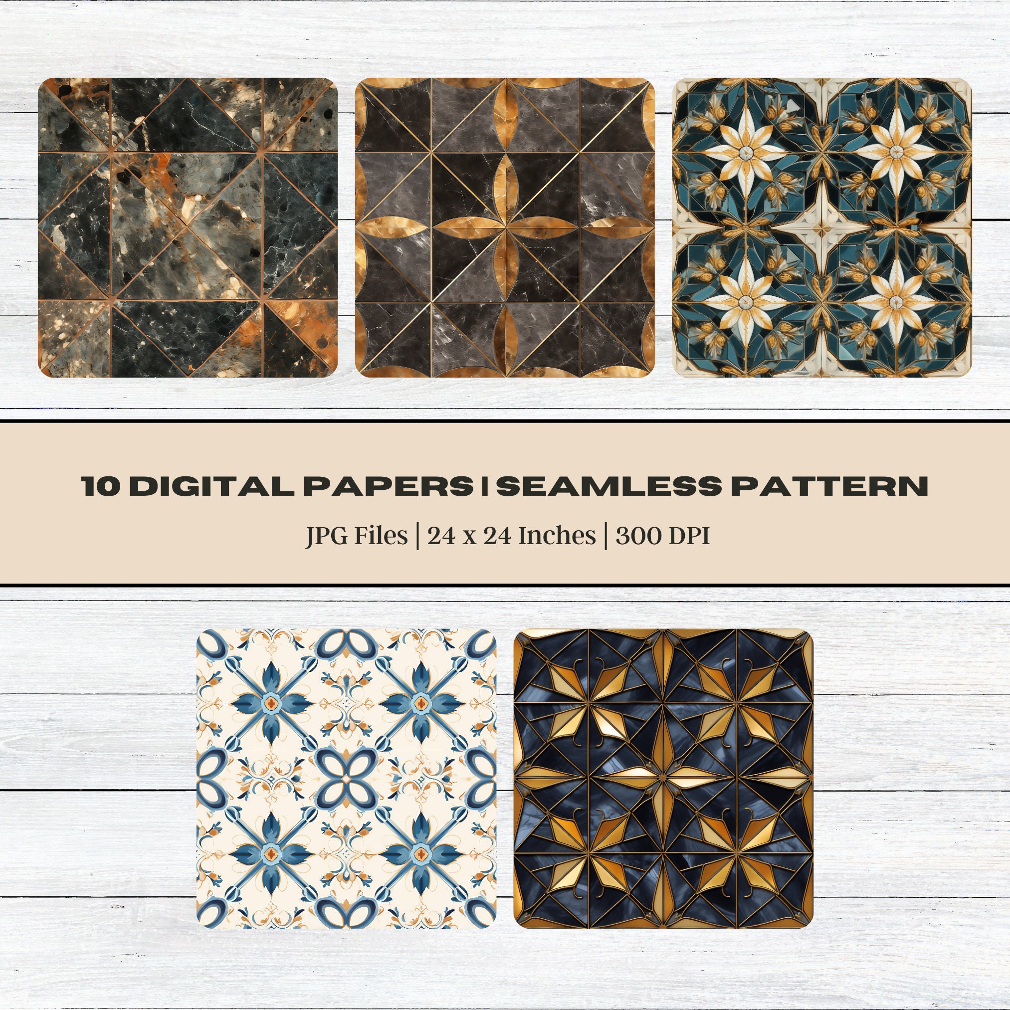 10 Exquisite Tile Digital Paper, Seamless Design, Mediterranean Tiles ...