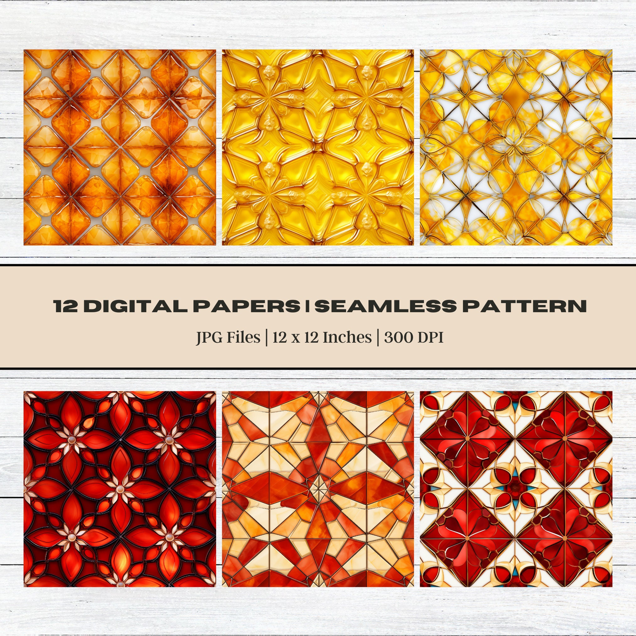 12 Stained Glass Digital Paper, Stained Glass Patterns, Stained Glass ...