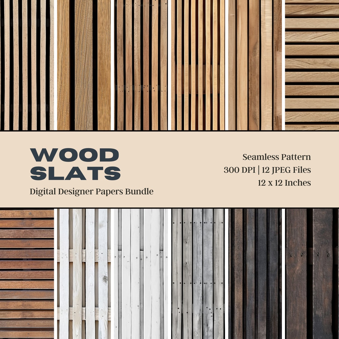12 Wood Slats Digital Paper, Seamless Pattern, White Texture Paper ...