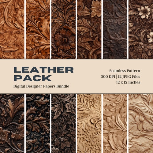 Engraved Leather Digital Paper Seamless Design Commercial - Etsy