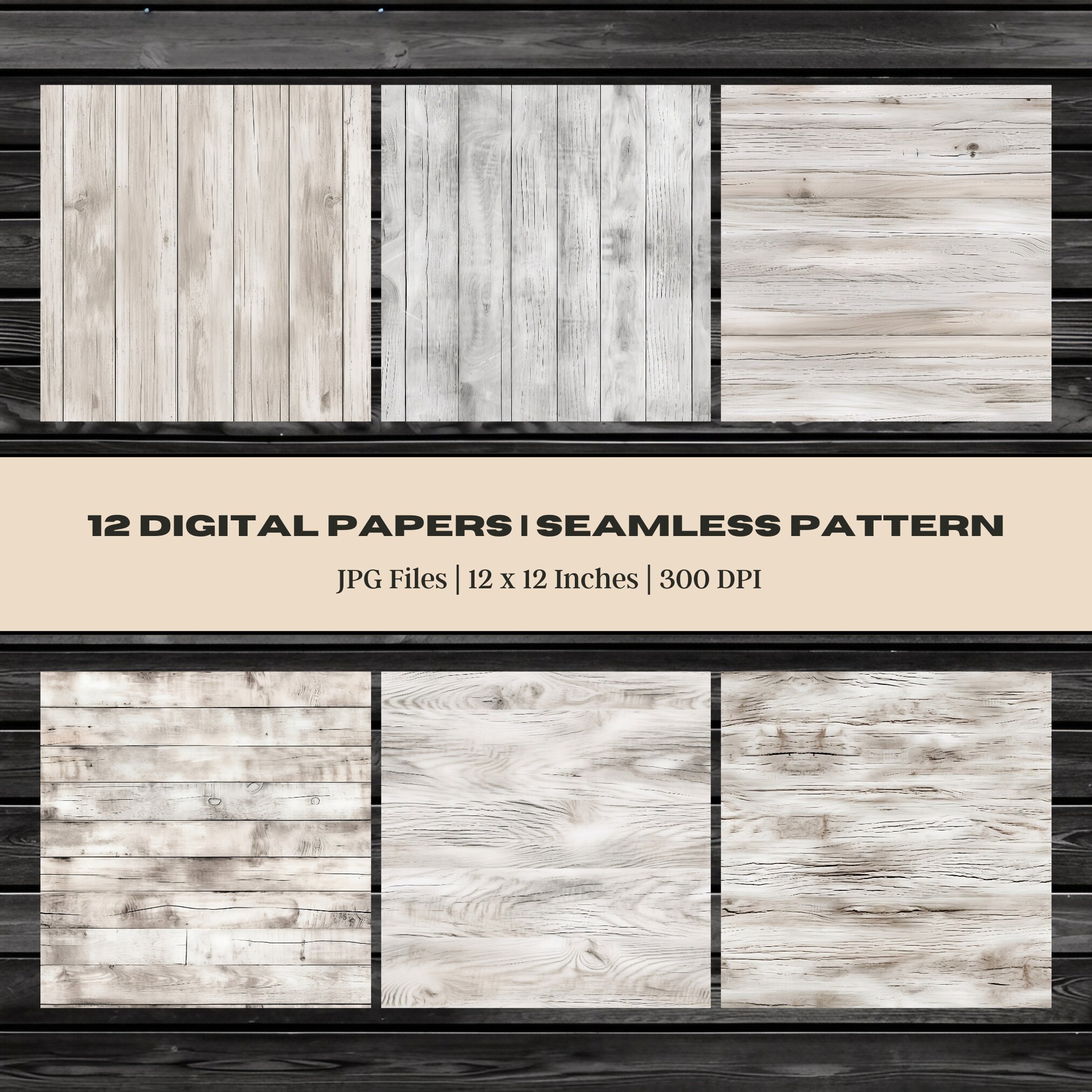 12 White Wood Digital Paper, Seamless Pattern, White Texture Paper ...