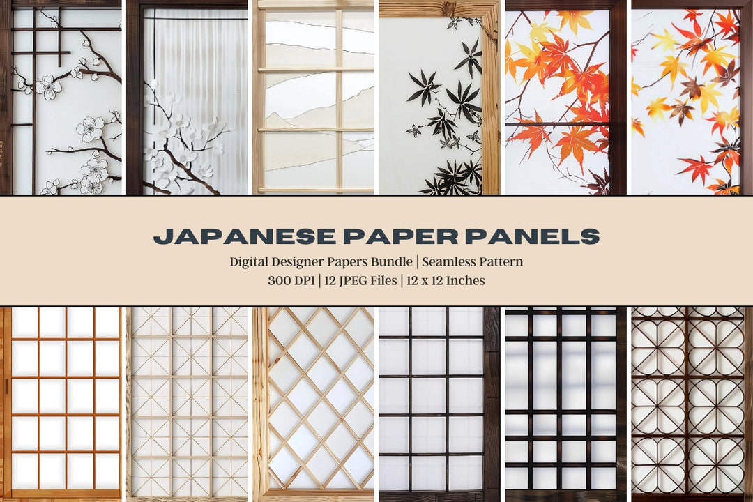 12 Japanese Paper Panels Digital Paper, Zen Garden, Japanese Paper ...