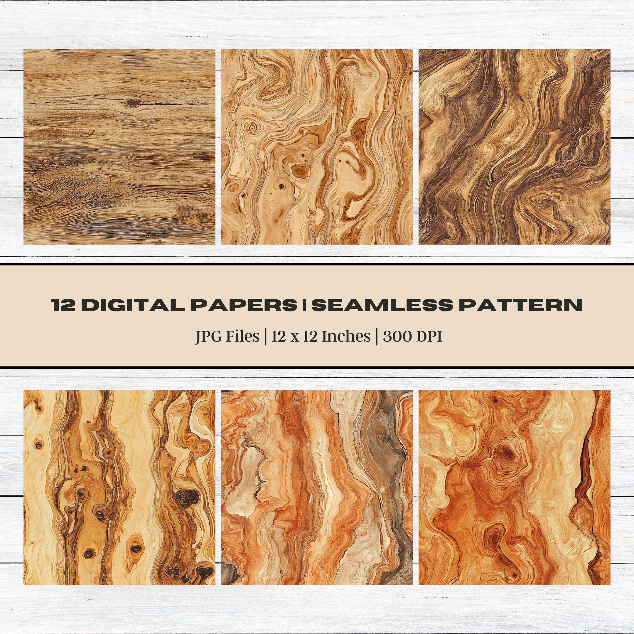 Wood Grain Digital Paper, Seamless Wood Texture, 12x12 (digital ...