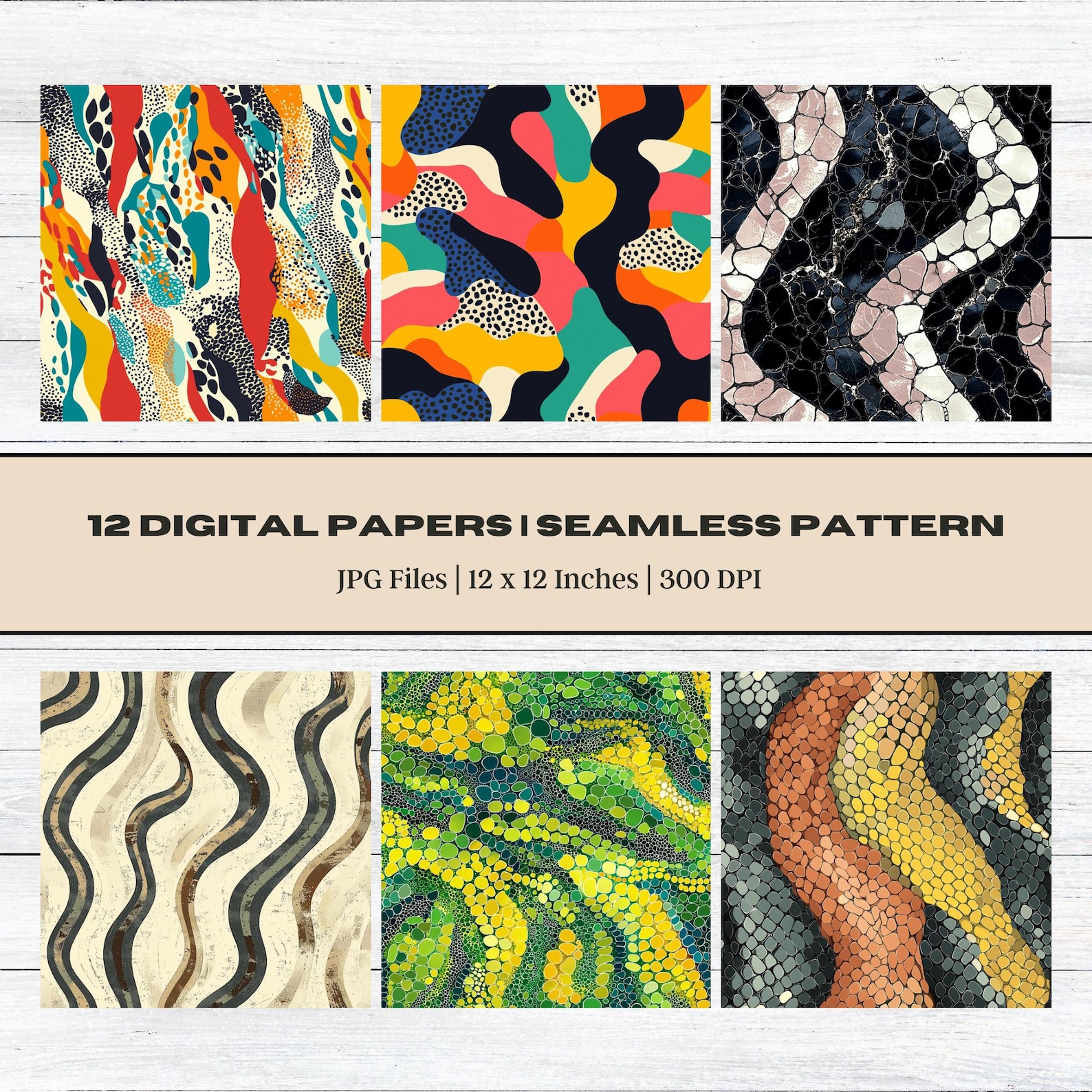 12 Abstract Snake Skin Digital Paper, Leather Pattern, Snake Skin ...