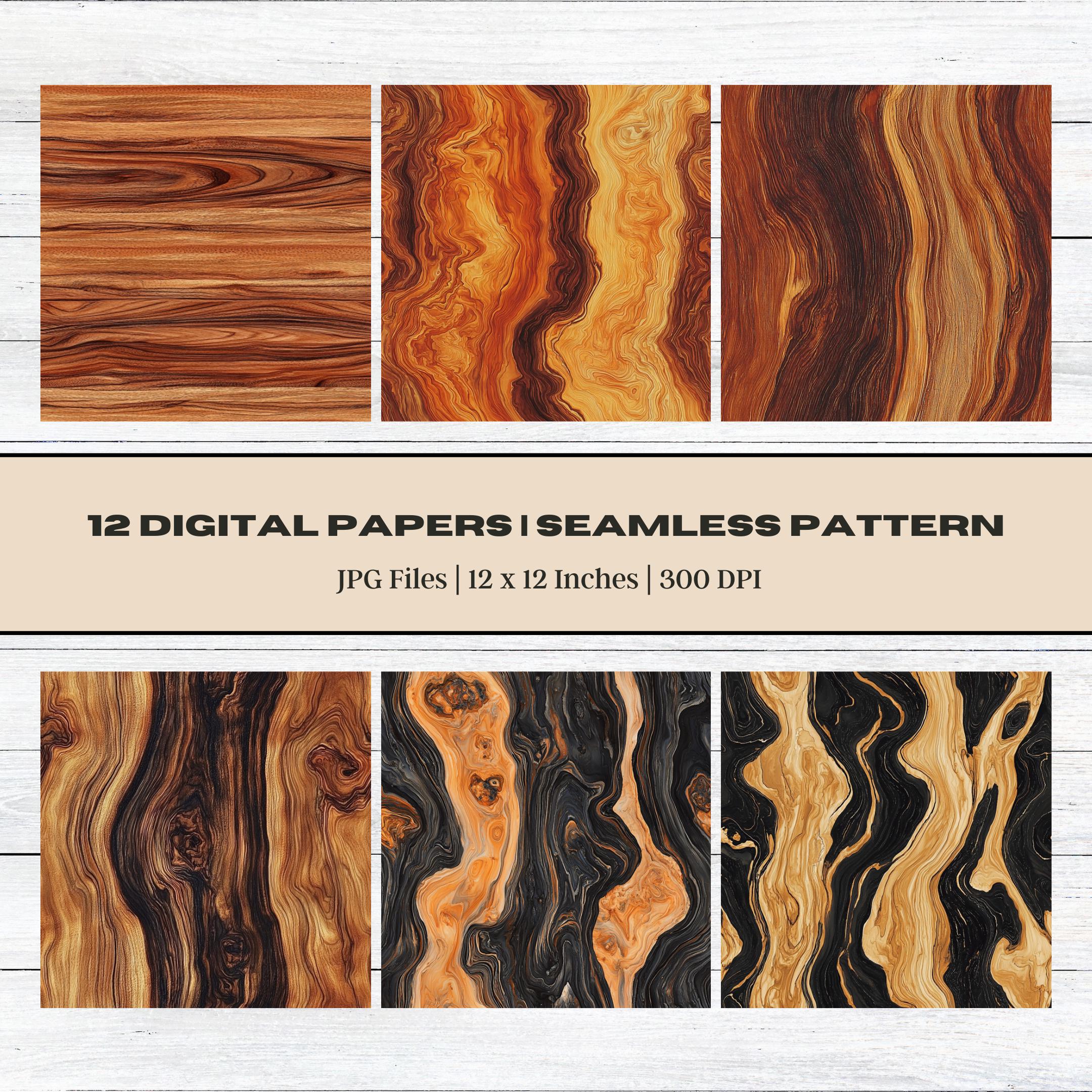 12 Wood Grain Digital Paper, Natural Wood Texture, Wooden Craft Paper ...