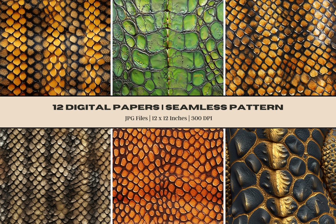 12 Snake Skin Digital Paper, Leather Pattern, Snake Skin Textures ...