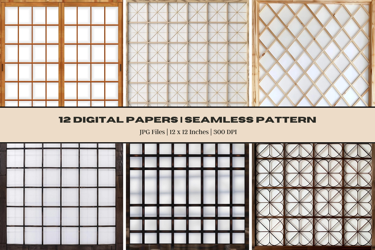 12 Japanese Paper Panels Digital Paper, Zen Garden, Japanese Paper ...