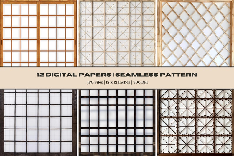 12 Japanese Paper Panels Digital Paper, Zen Garden, Japanese Paper ...