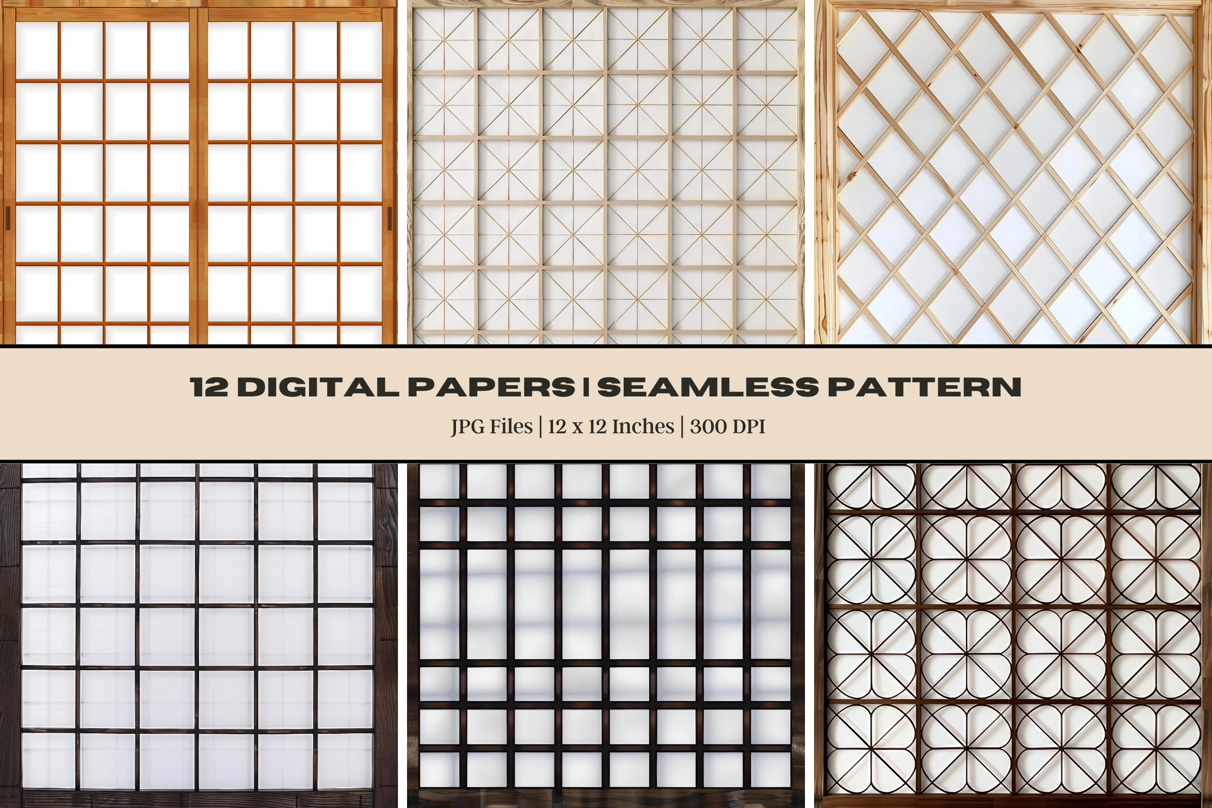 12 Japanese Paper Panels Digital Paper, Zen Garden, Japanese Paper ...