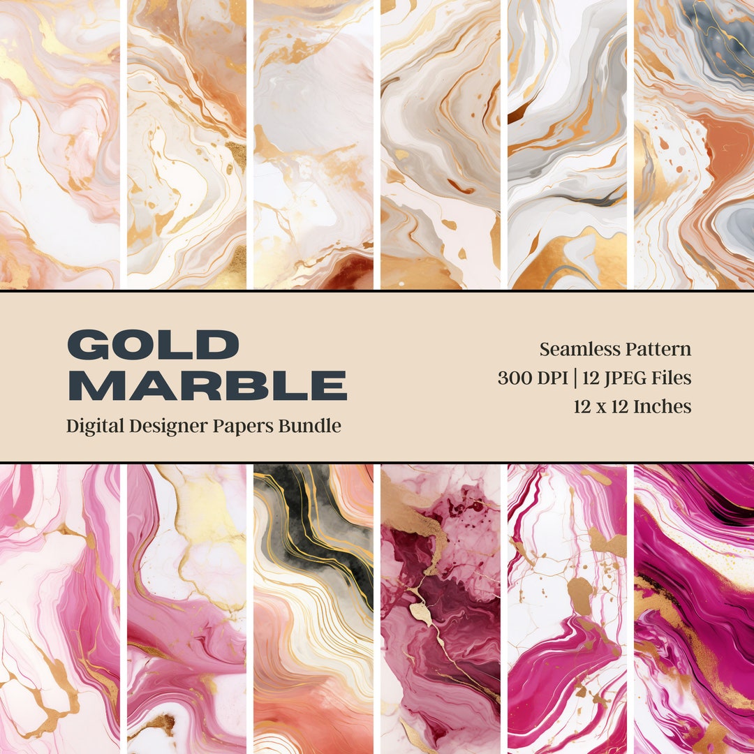 12 Rose Gold Pink Marble Digital Paper, Marble Wallpaper, Rose Gold ...