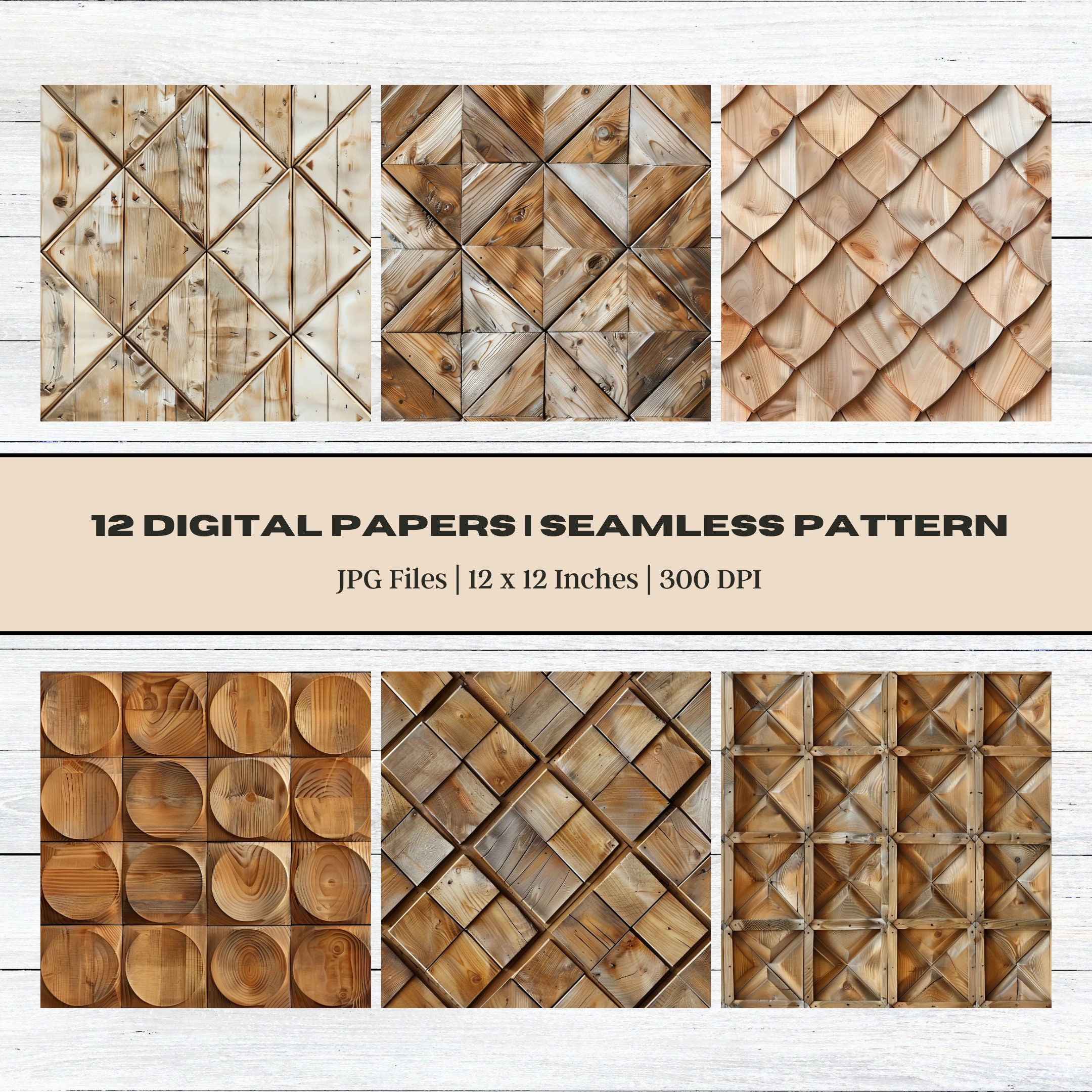 12 Natural Wood Wall Digital Paper, Seamless Pattern, Wood Tile, Wood ...