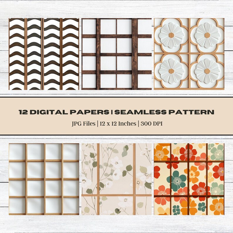 12 Japanese Paper Panels Digital Paper, Zen Garden, Japanese Paper ...