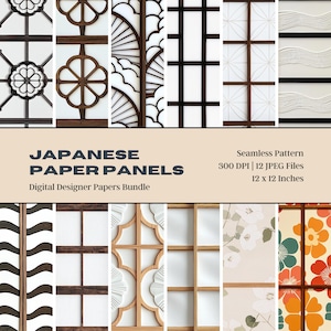 12 Japanese Paper Panels Digital Paper, Zen Garden, Japanese Paper ...