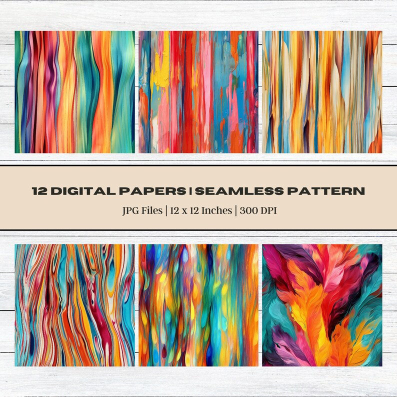 Colorful Oil Paint Texture Digital Paper, Pastel Acrylic Pattern ...