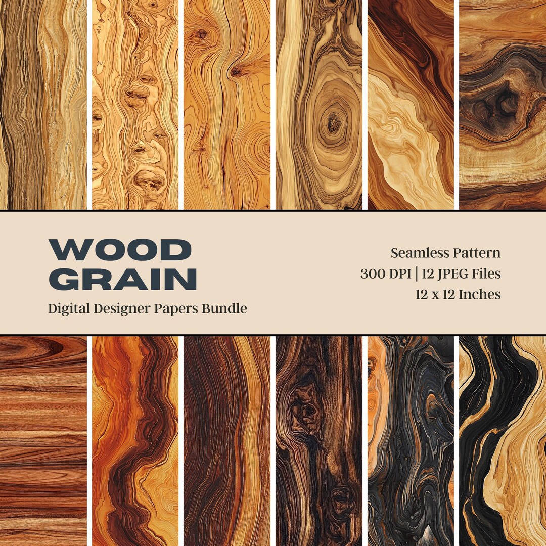 Wood Grain Digital Paper, Seamless Wood Texture, Farmhouse Decor ...