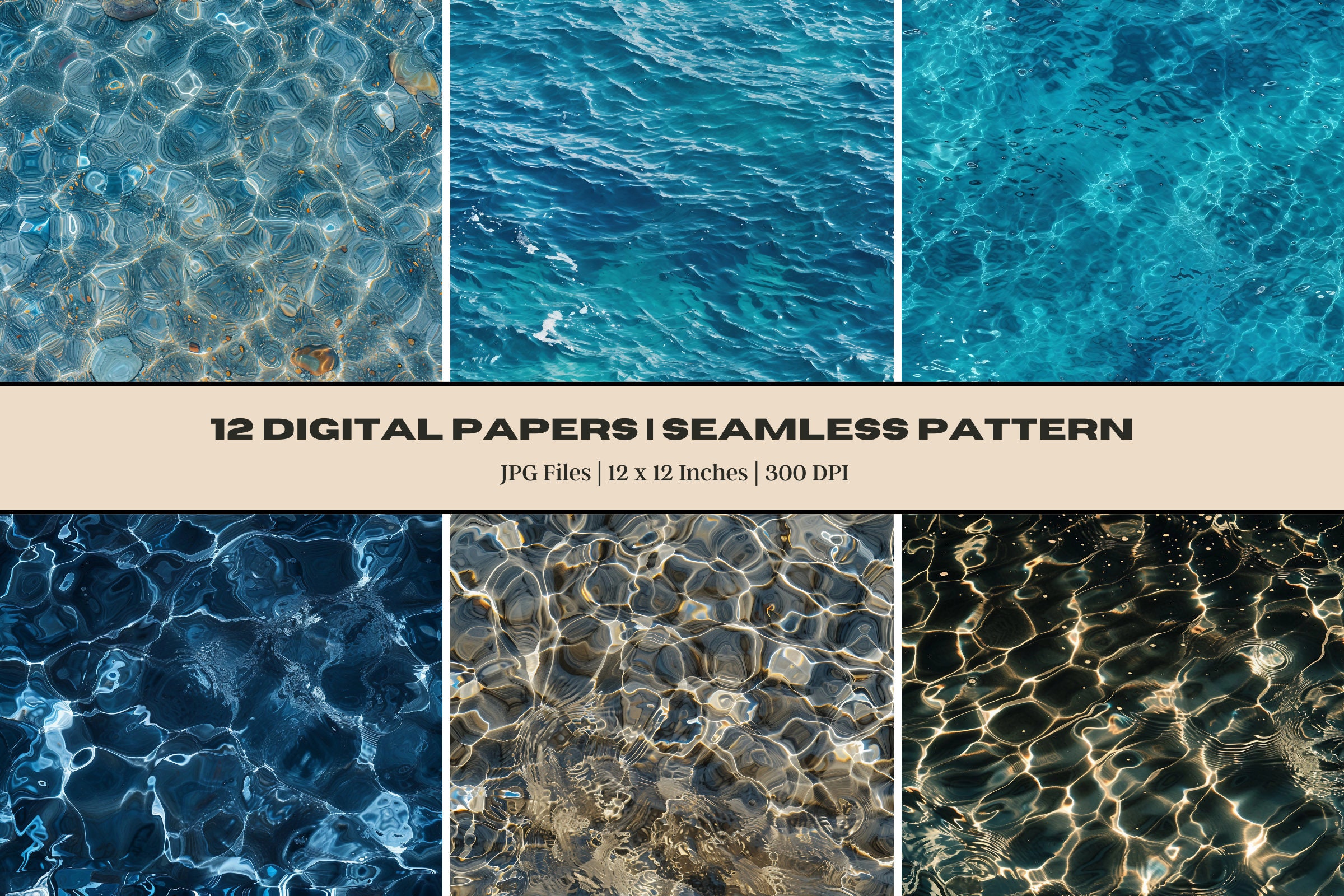 12 Ocean Digital Paper, Ocean Artwork, Ocean Inspired, Wave Pattern ...