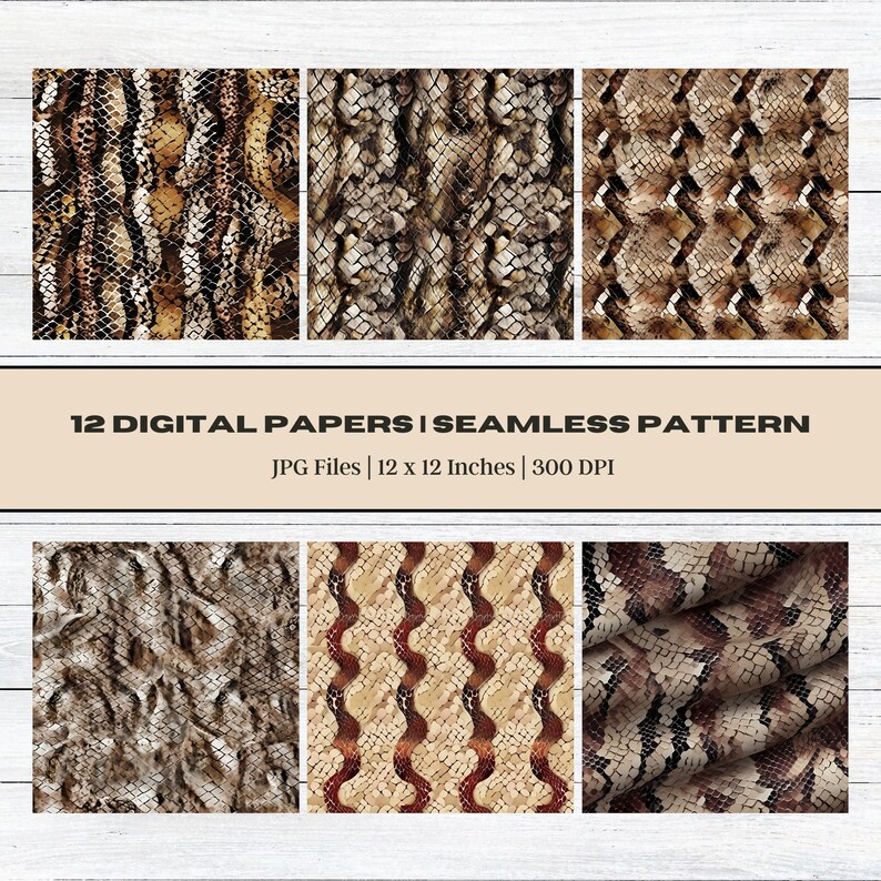 12 Snake Skin Digital Paper, Leather Pattern, Snake Skin Textures ...