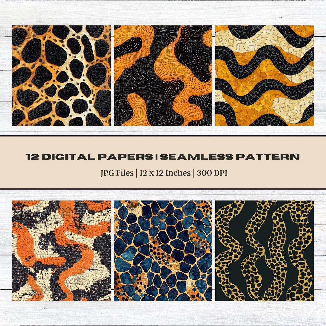 12 Abstract Snake Skin Digital Paper, Leather Pattern, Snake Skin ...