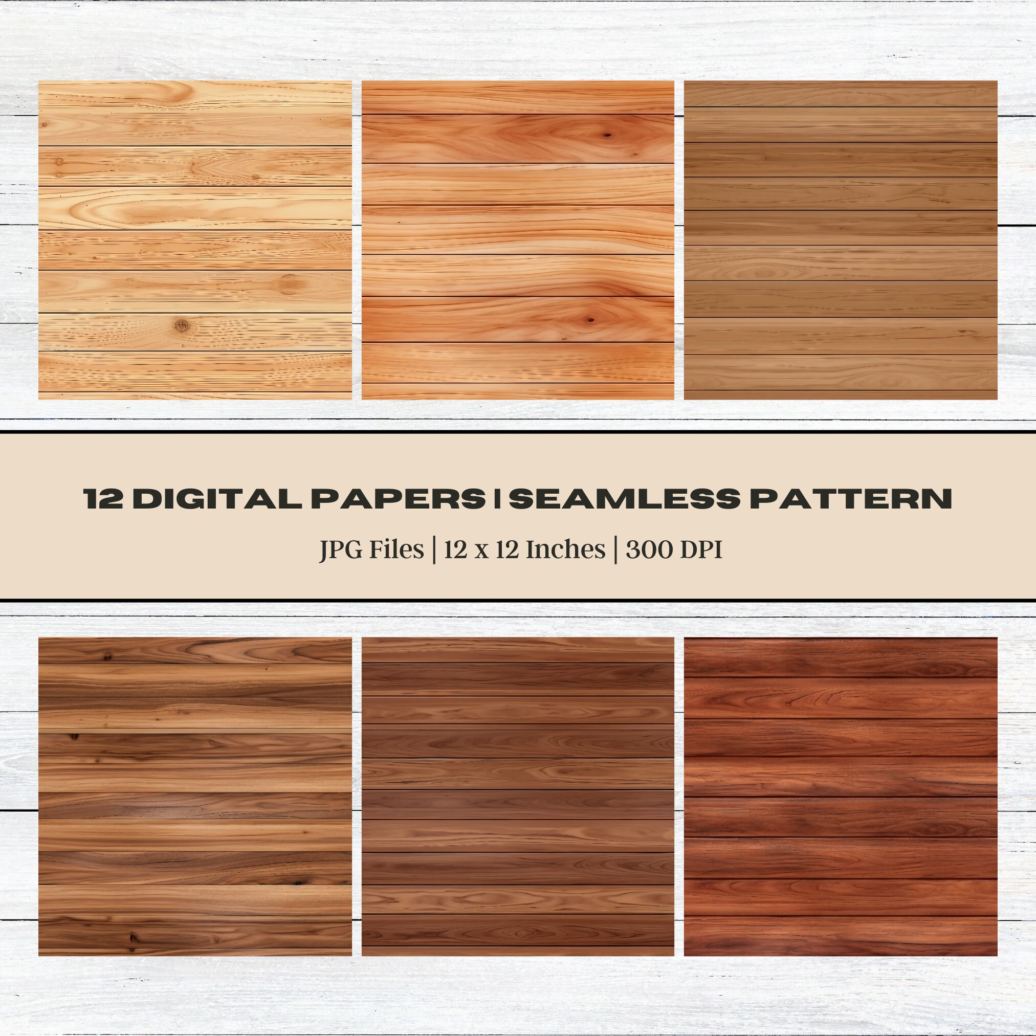 12 Noble Wood Digital Paper, Seamless Pattern, Wood Texture Paper ...