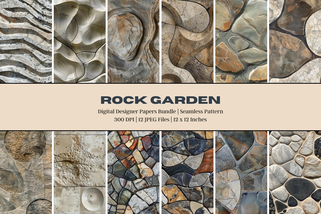 12 Rock Garden Digital Paper, Stone Background, Stoneworking, Stone ...