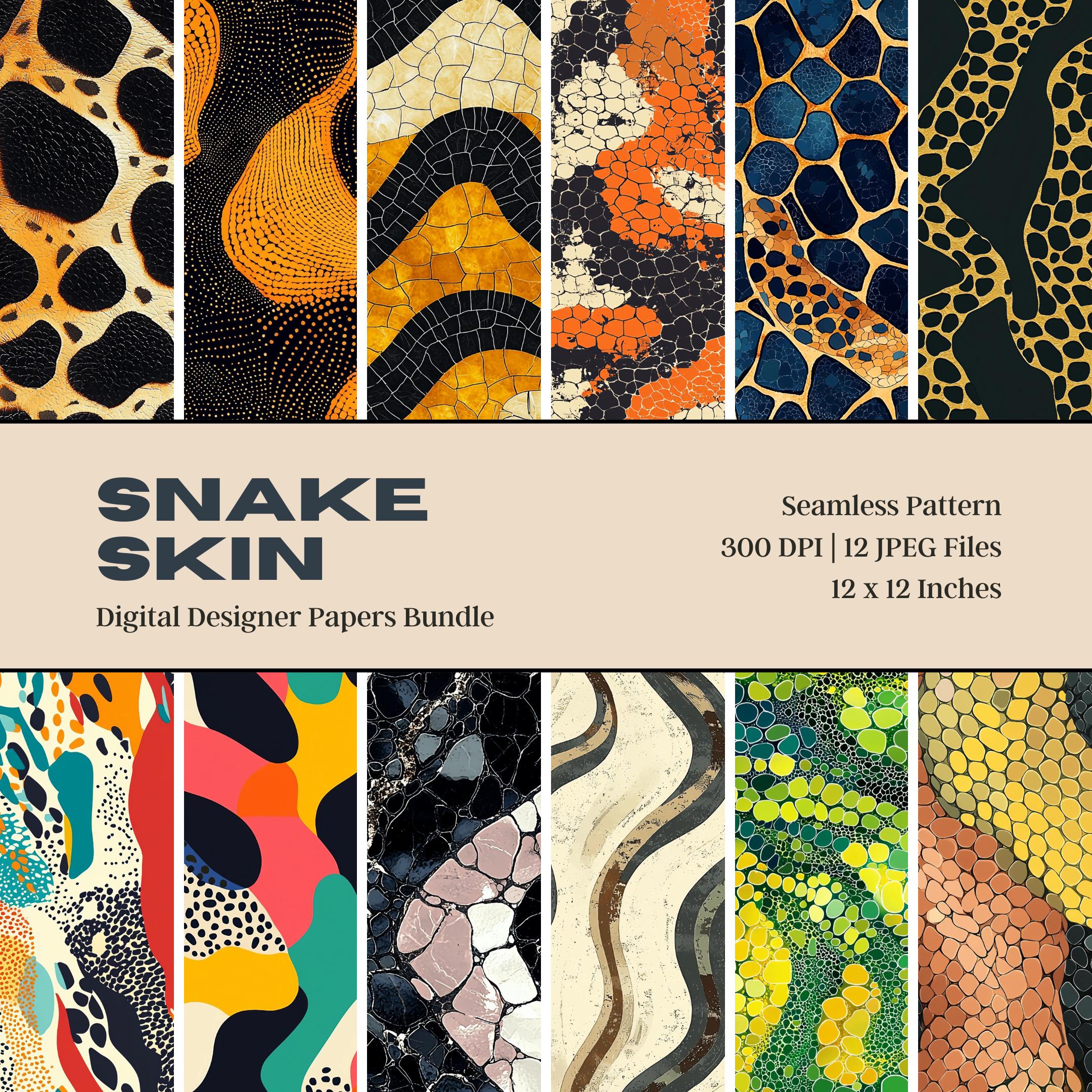 12 Abstract Snake Skin Digital Paper, Leather Pattern, Snake Skin ...
