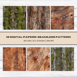 12 Tree Bark Digital Paper, Seamless Pattern, Tree Texture Paper ...
